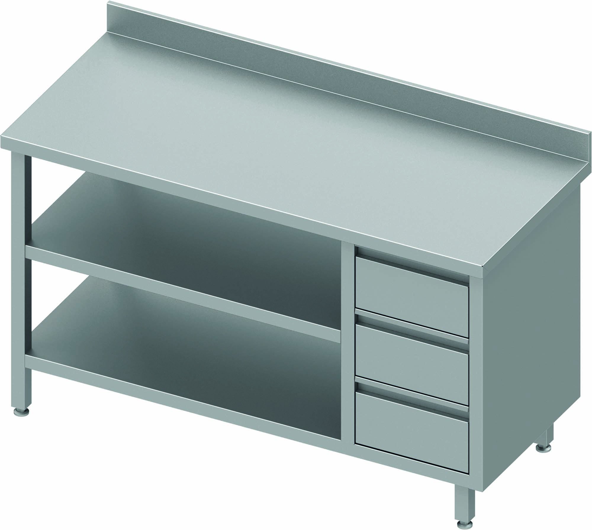 Table Cuisine Inox Avec 3 Tiroirs & 2 Etagères - Gamme 600 - Stalgast ...