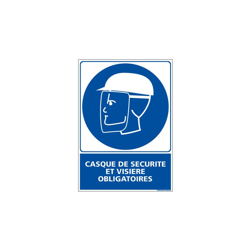 Panneau Obligation Casque et visière Obligatoires (E0301) 150 x 210 mm ...