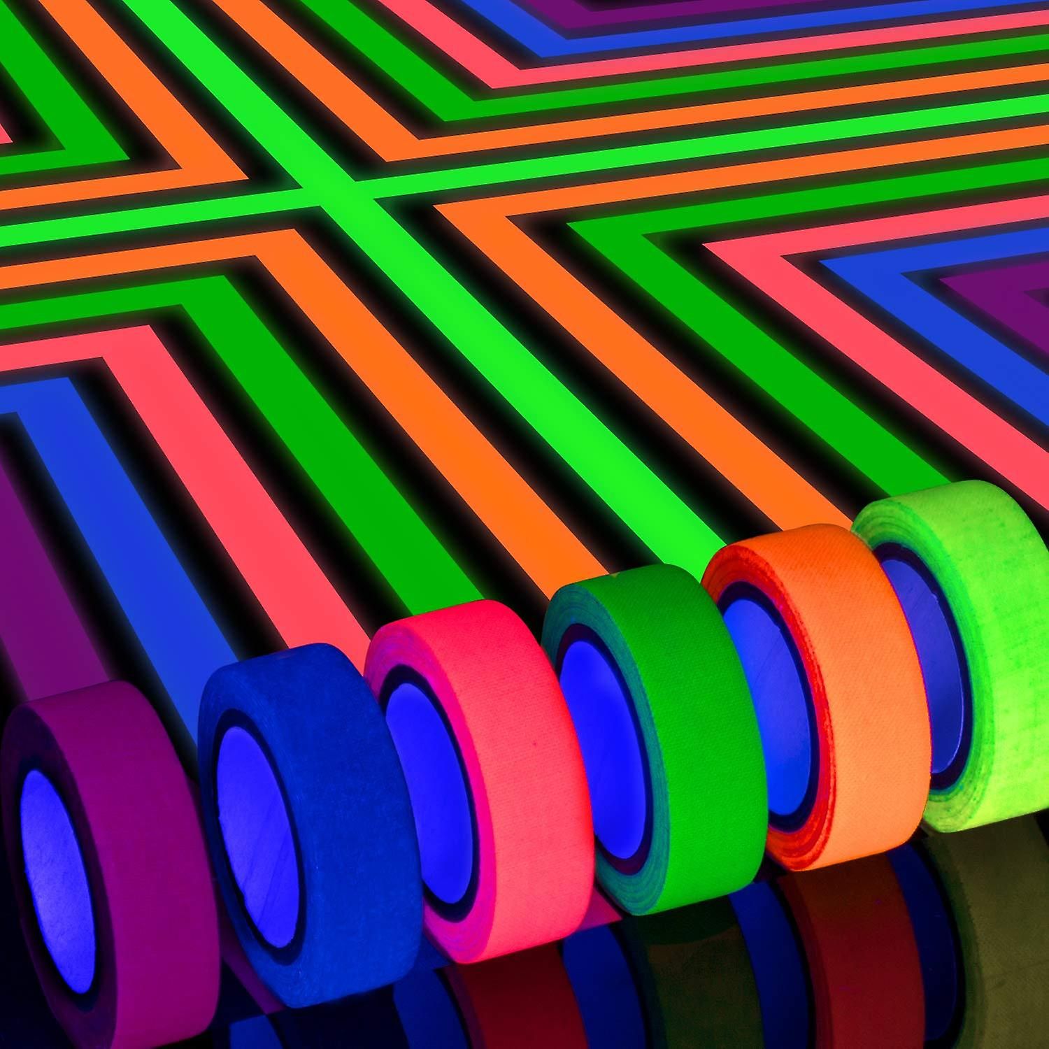 Ruban adhésif néon 6 couleurs, ruban fluorescent réactif aux rayons UV ...