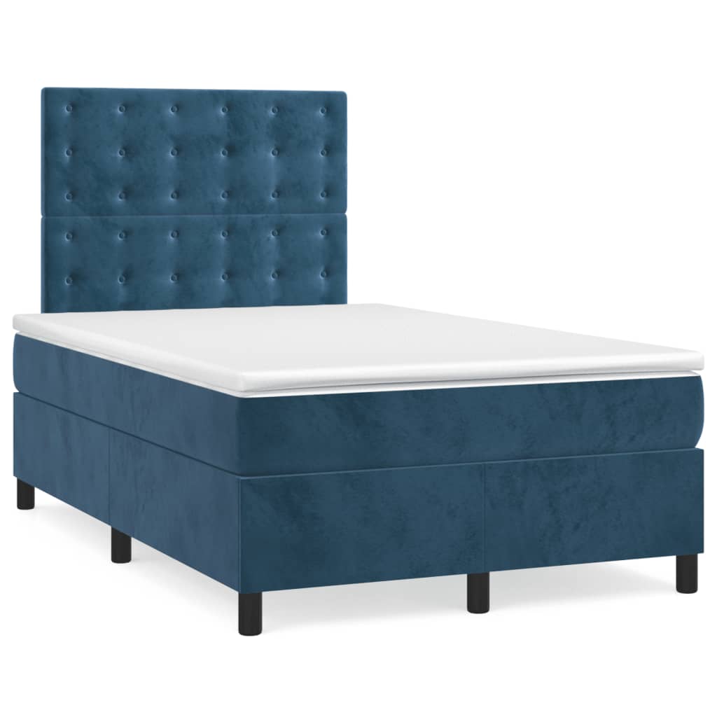 Cama box spring con colchón terciopelo azul oscuro 120x200 cm | Leroy ...