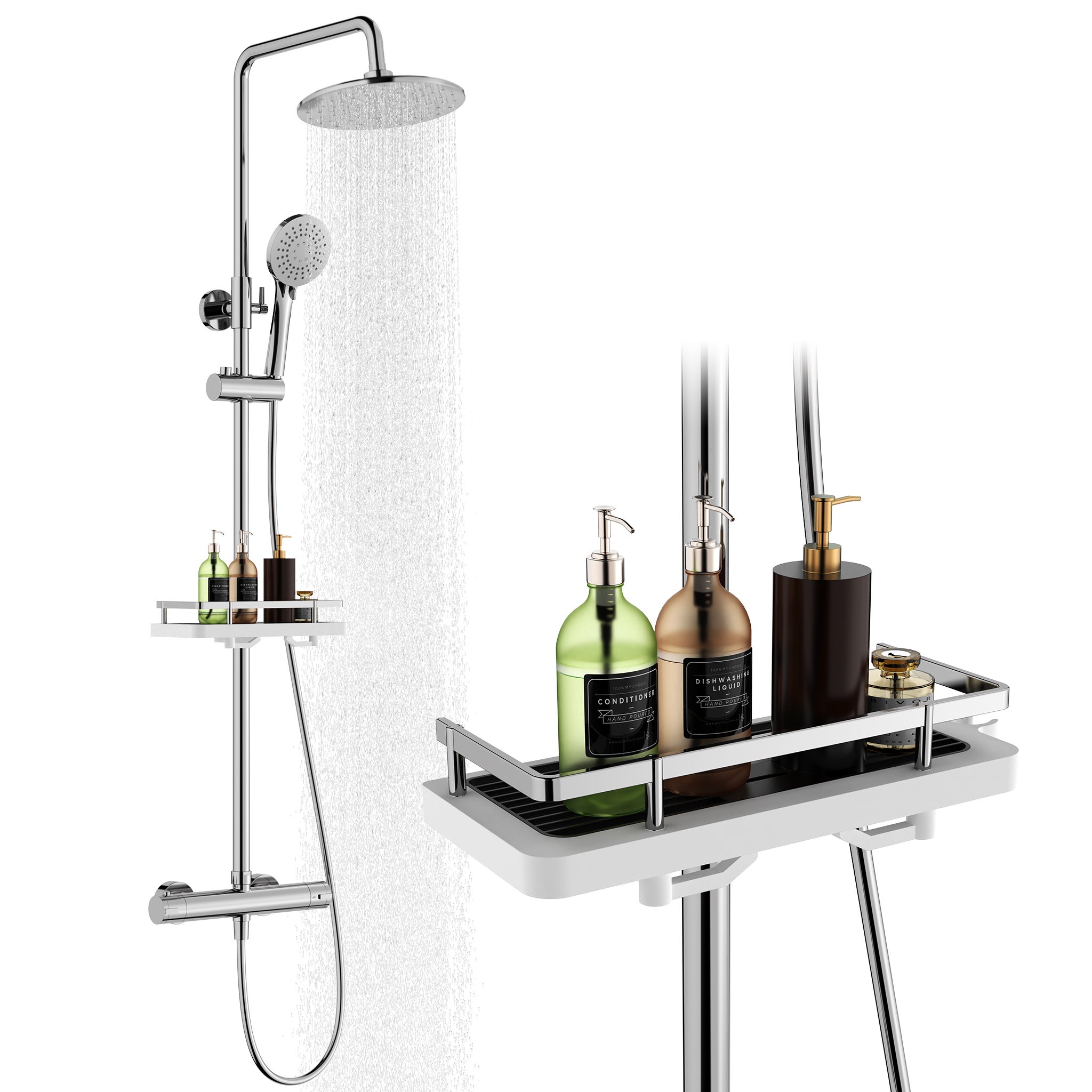 Columna de ducha termostática con repisa, set de ducha con ducha de ...