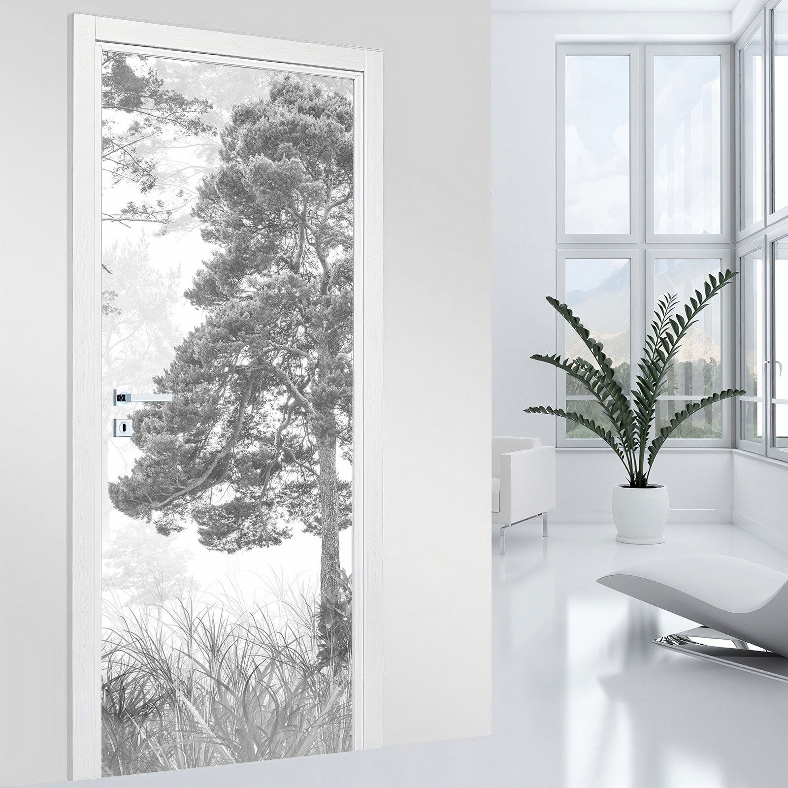 Stickers pour porte - Forêt - Adhésif + Protection BRILLANTE - Largeur ...