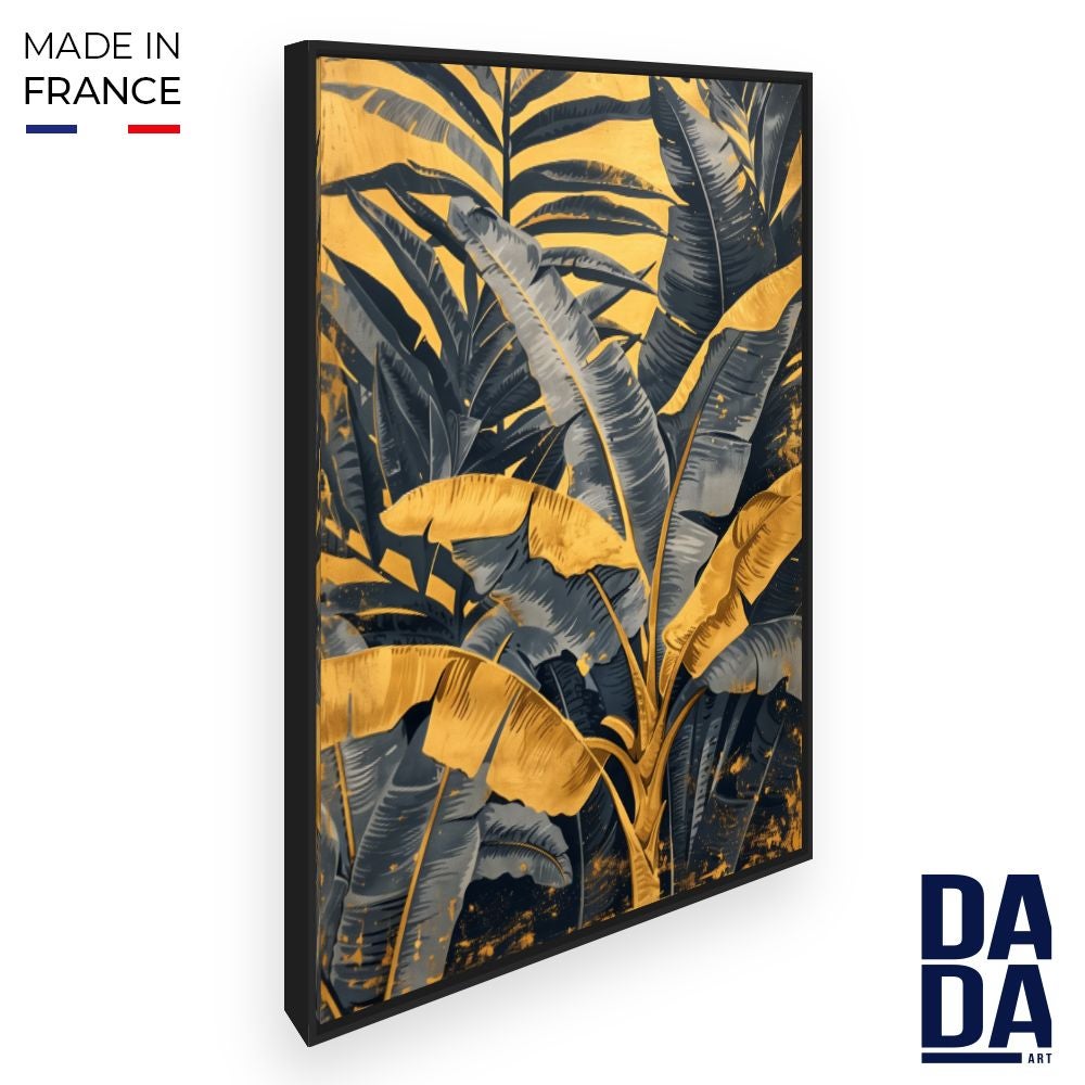 Toile encadrée Feuilles exotiques vibrantes / 50x70cm / Cadre Noir ...
