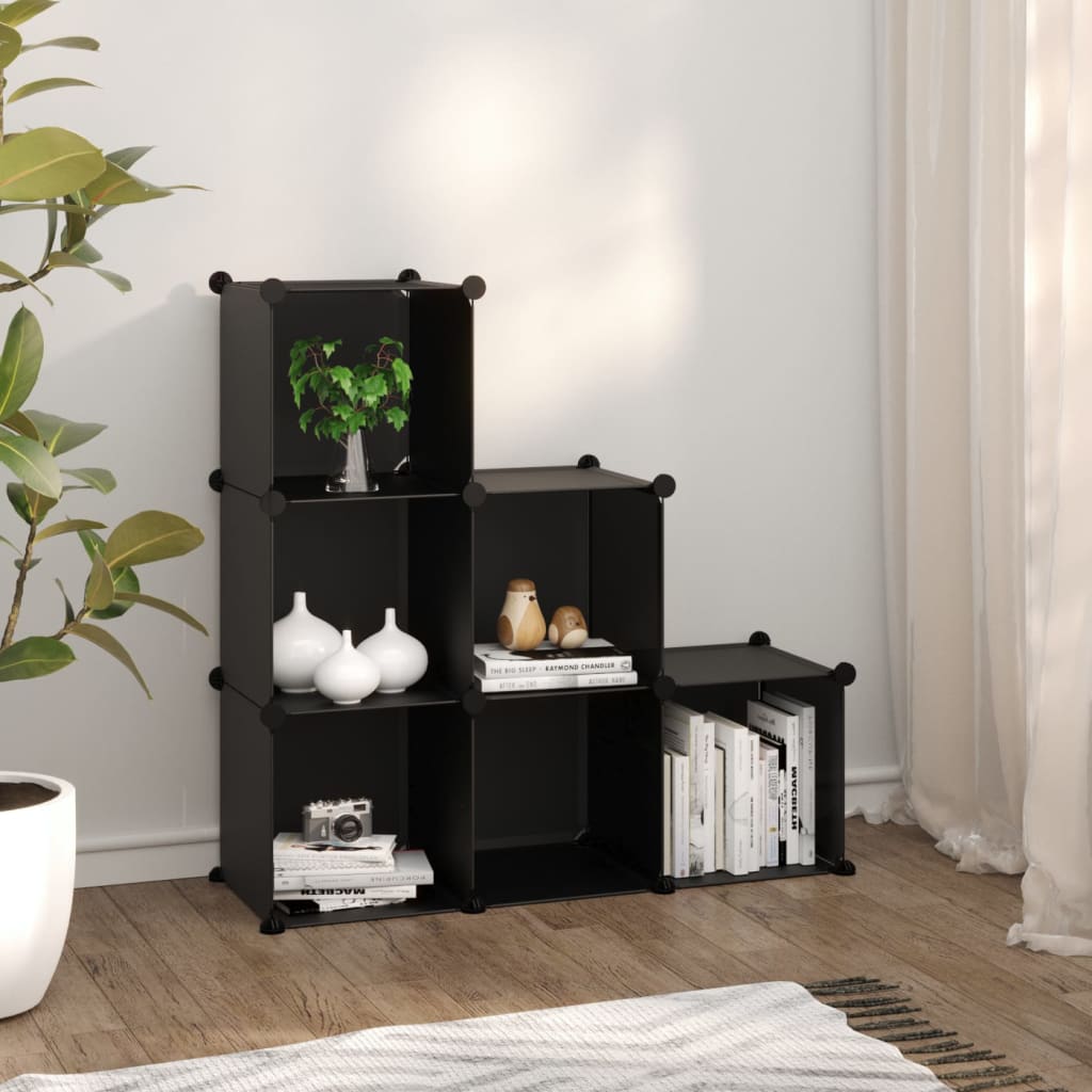 Cubes de rangement 6 pcs Noir PP | Leroy Merlin