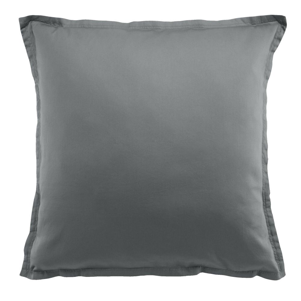 Taie d'oreiller carrée satin de coton gris foncé 65x65 cm | Leroy Merlin