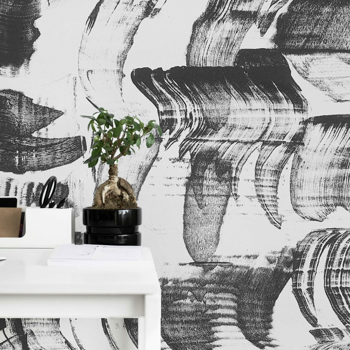 Papier peint panoramique Contre-sens, Noir 225 x 250cm | Leroy Merlin