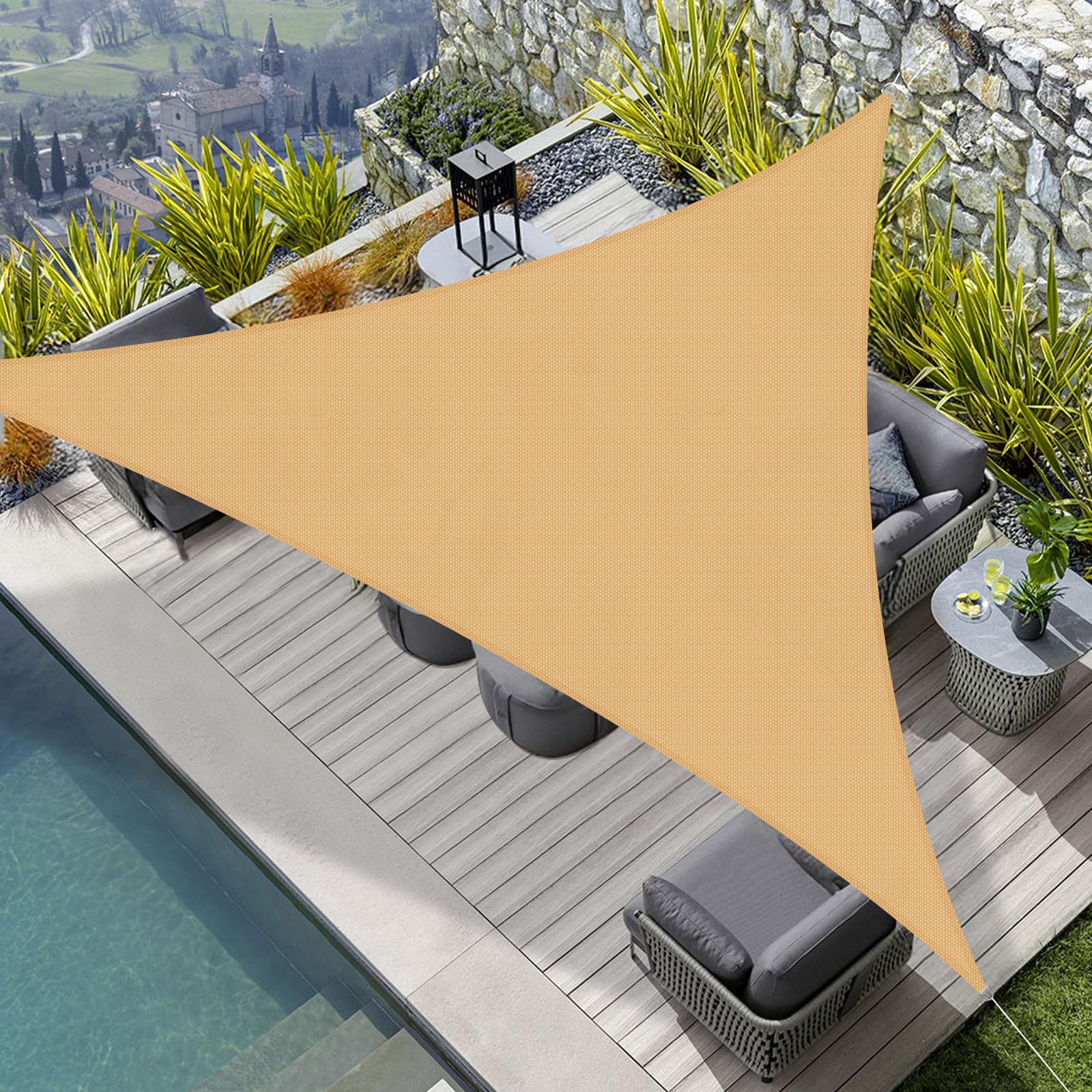 Vela de sombra triangular de 2x2x2 m, impermeable,protección UV del 95% ...