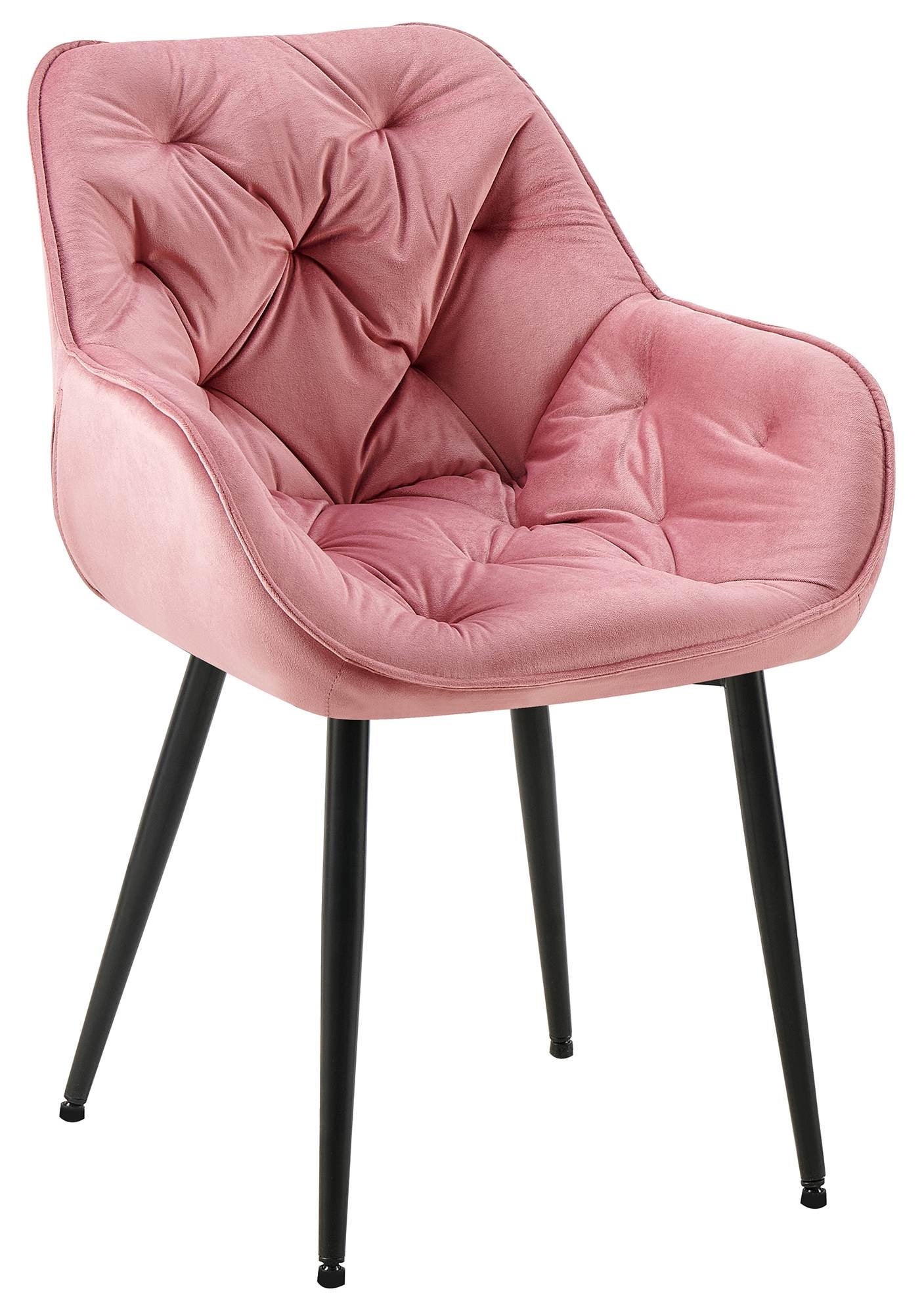 Chaise Tanna velours rose | Leroy Merlin
