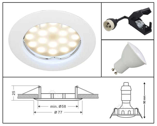 Spot Led Complete Ronde Fixe Eq 50w Blanc Chaud Leroy Merlin