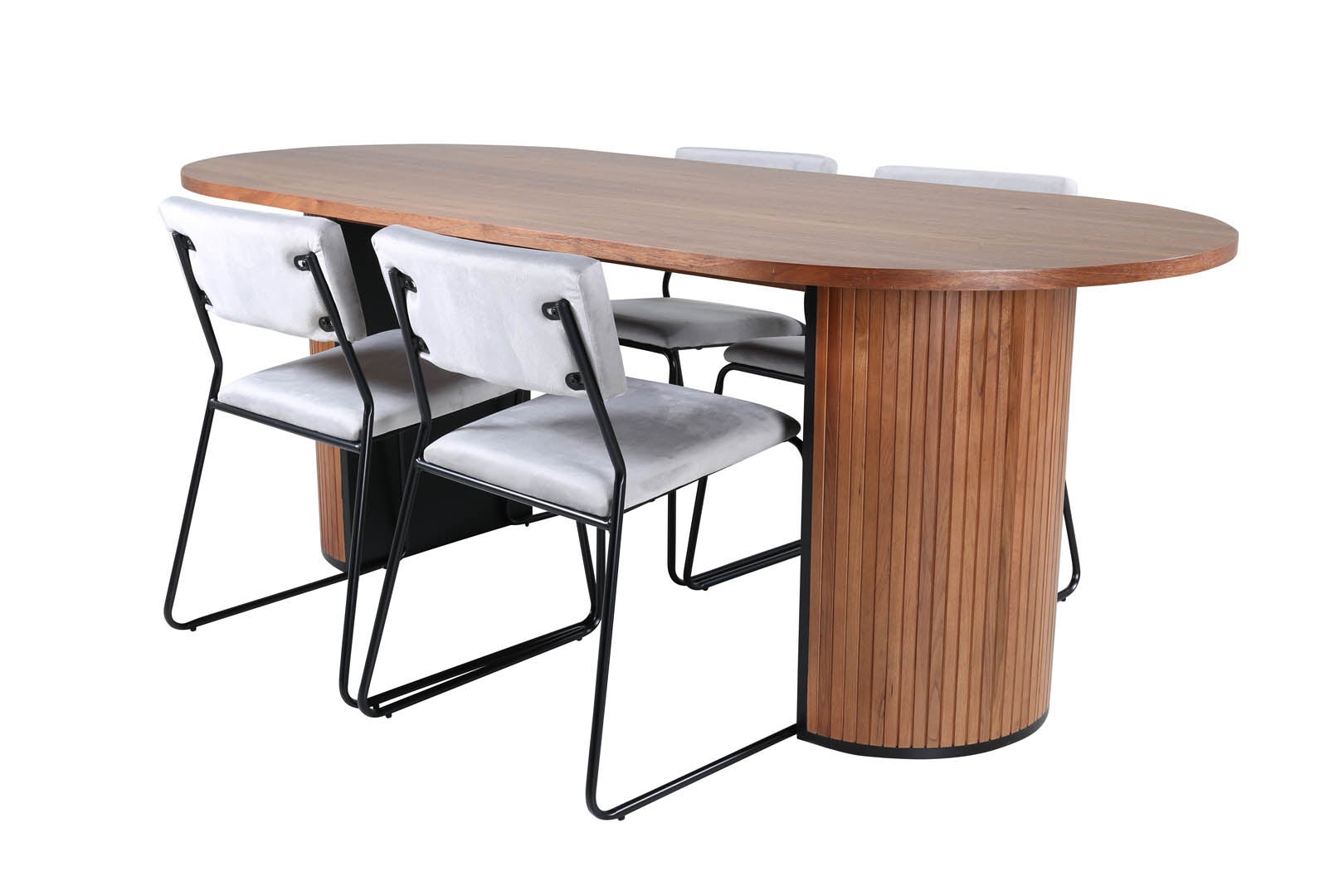 BiancaWA ensemble table, table noyer décor et 4 Kenth chaises Velours ...