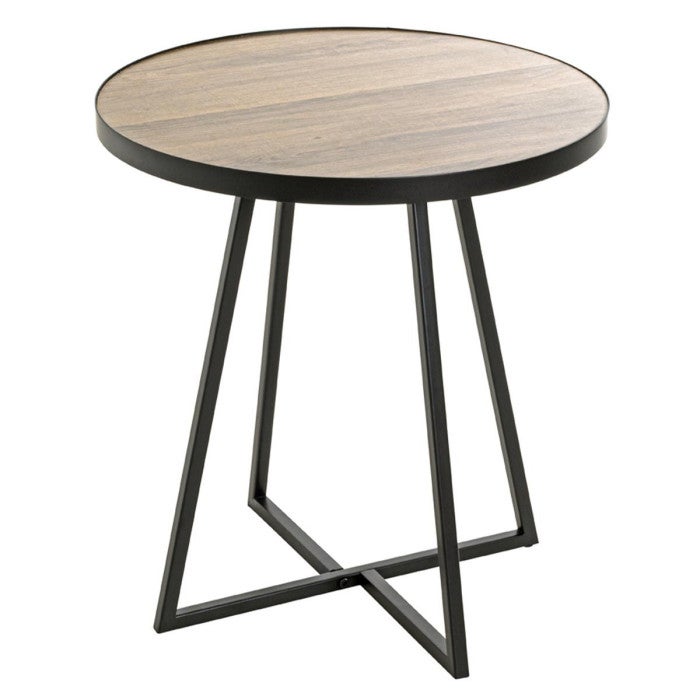 Table d'Appoint Design "Doliba" 52cm Noir & Chêne | Leroy Merlin