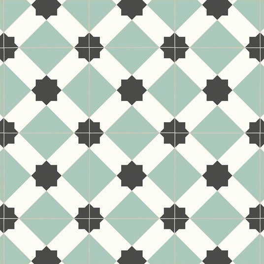 First Vinyl Floor - Baldosas de cemento efecto geométrico - Verde agua ...