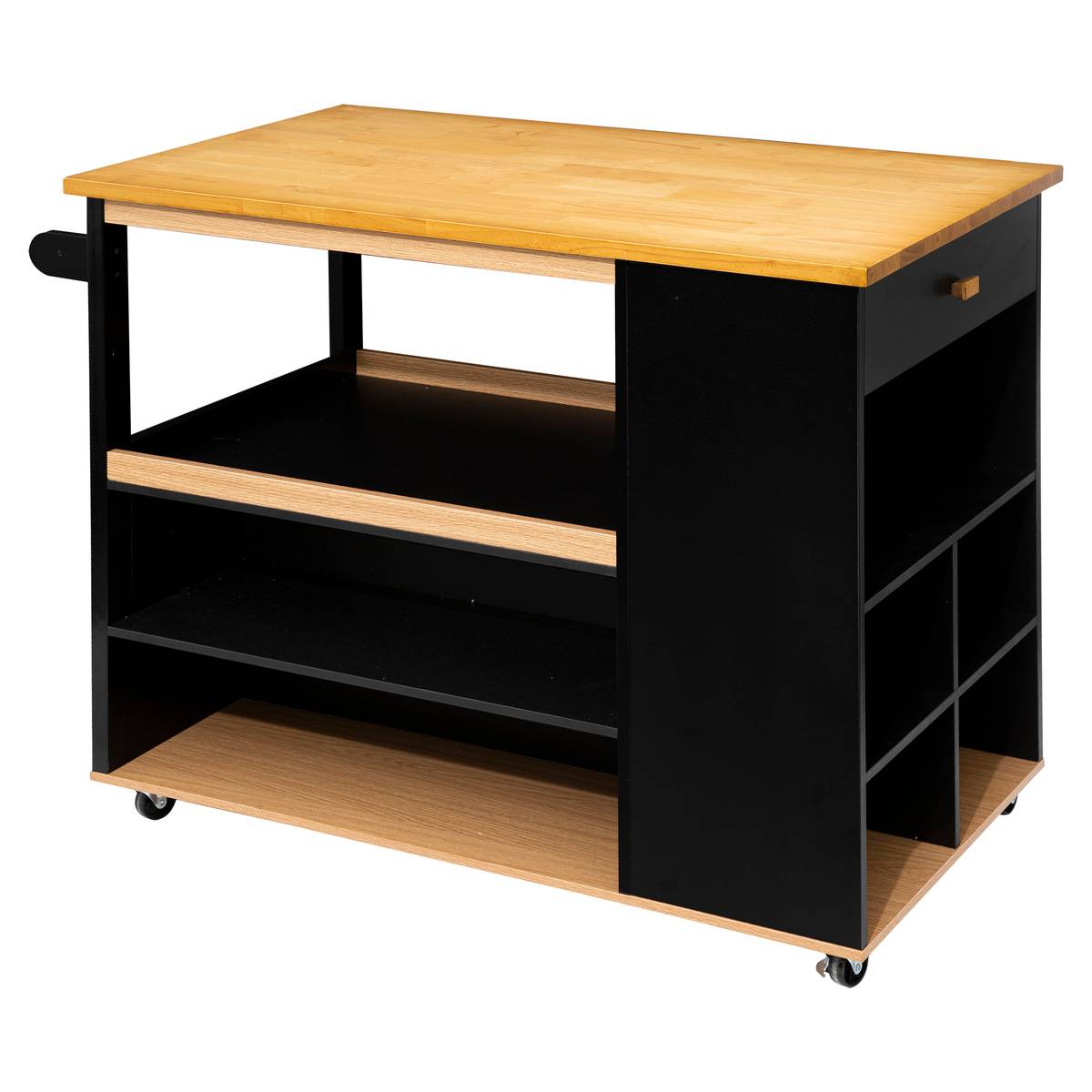 5five - isla de cocina con ruedas, madera, negra | Leroy Merlin