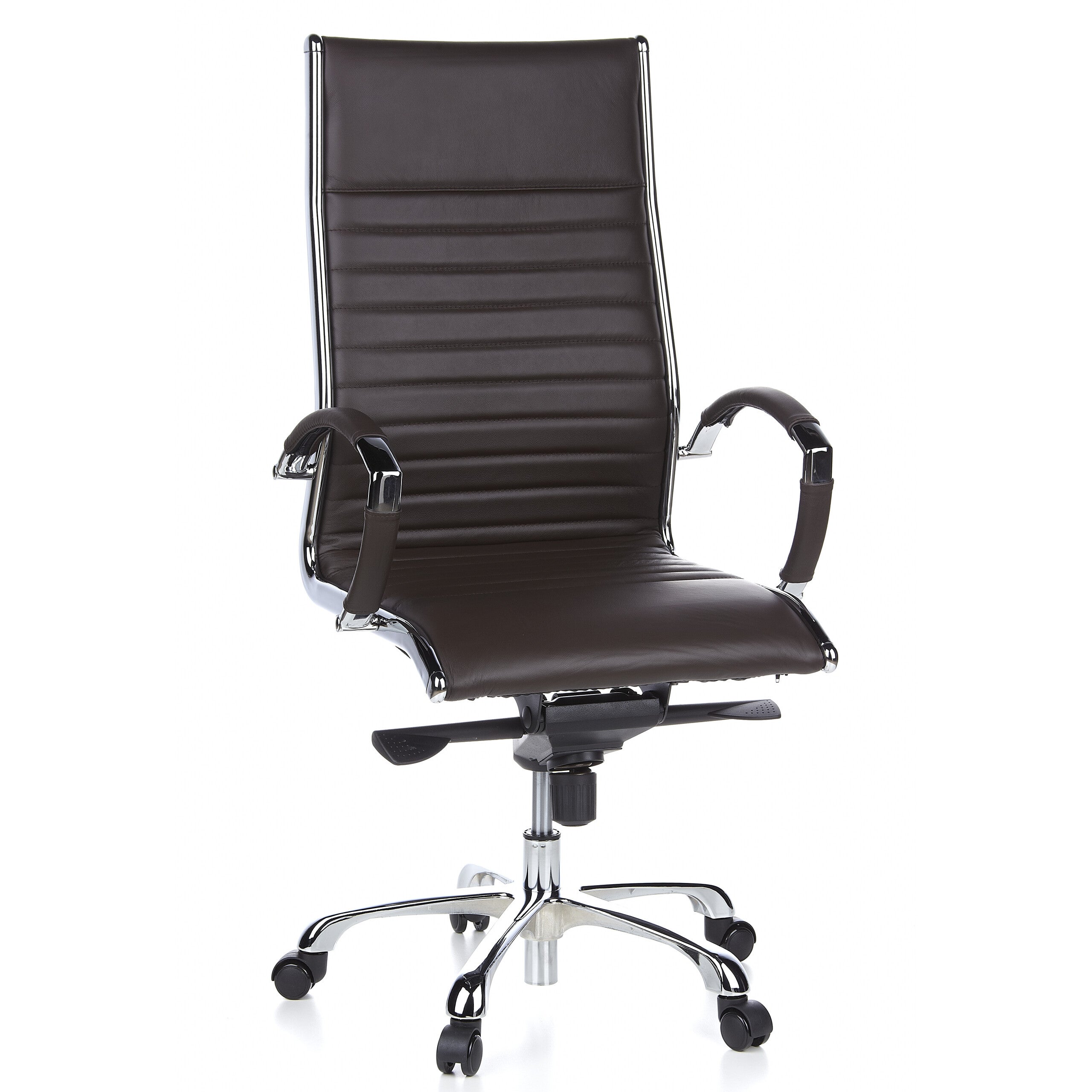 Siège de bureau / Fauteuil de direction PARMA 20, cuir marron, chromé ...