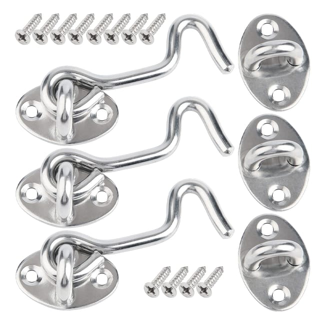 3 pieces, 10cm stainless steel door lock hooks, interior door locks ...