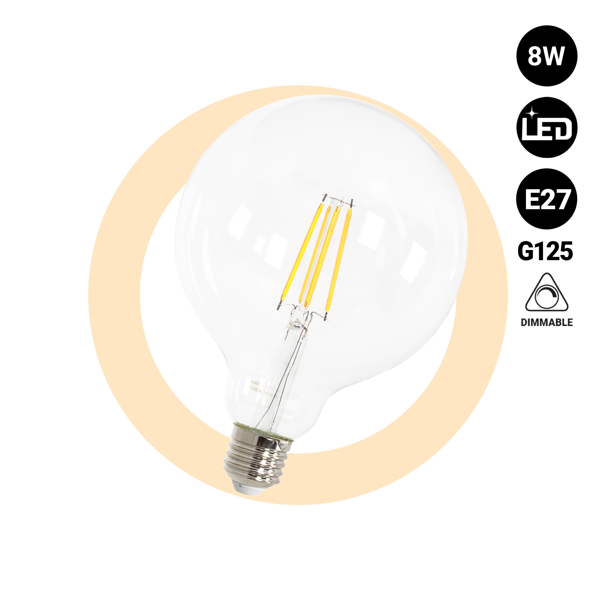 Ampoule LED globe filament - E27 G125 - 8W - Dimmable - Blanc Neutre - Blanc Froid | Leroy Merlin