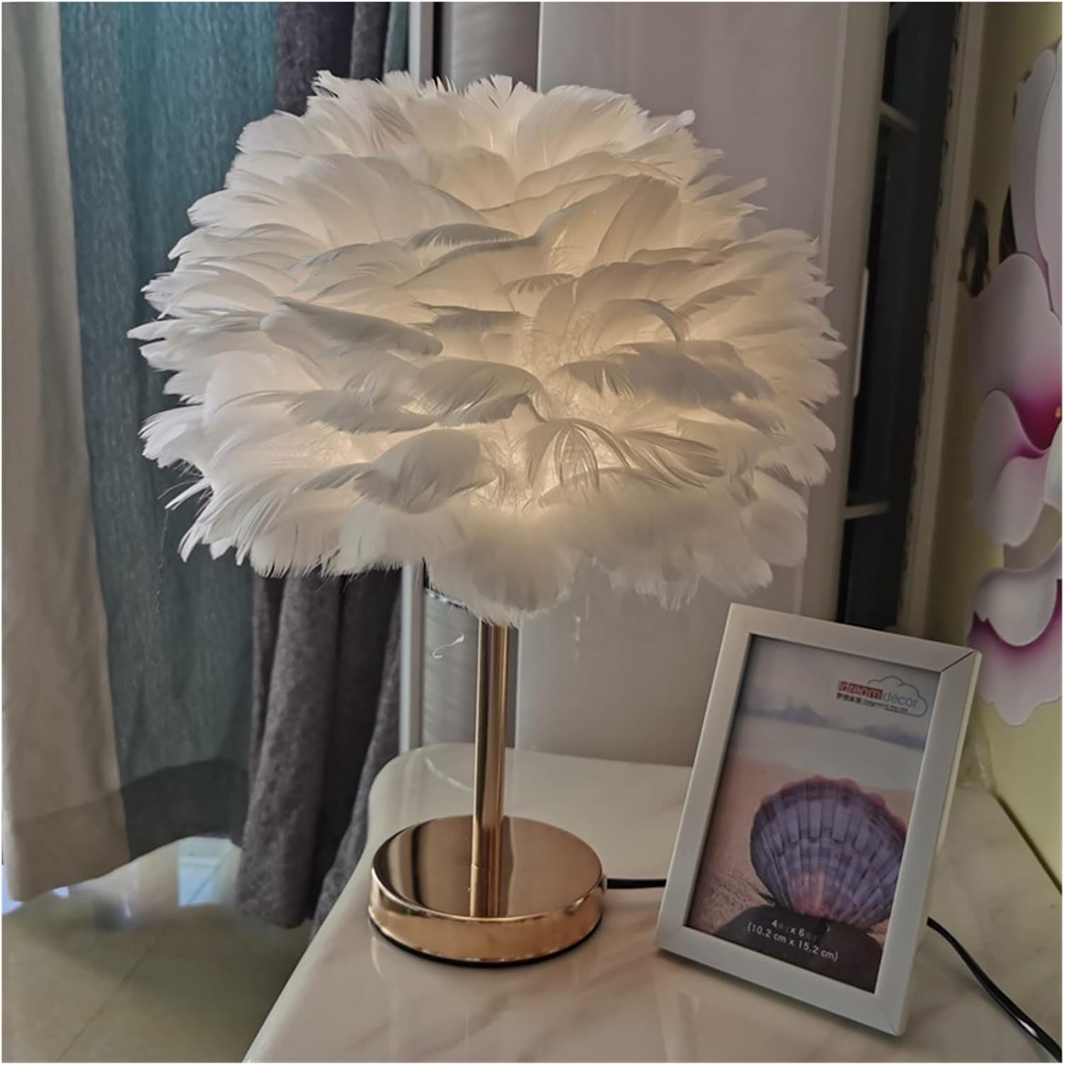 Lampe de table moderne en plumes, lampe de chevet classique pour ...