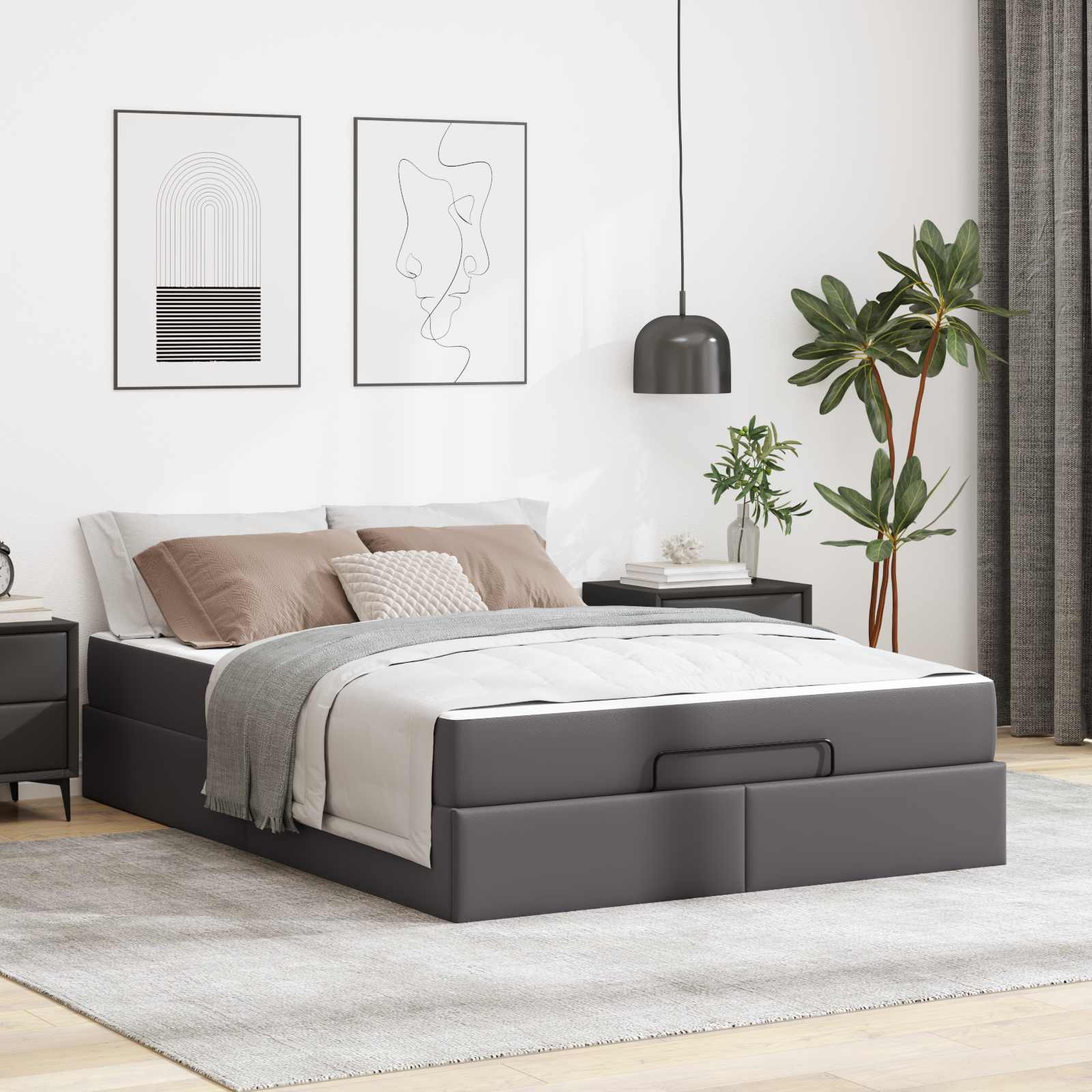 Cadre de lit avec matelas avec matelas 2 pcs Gris PVC | Leroy Merlin