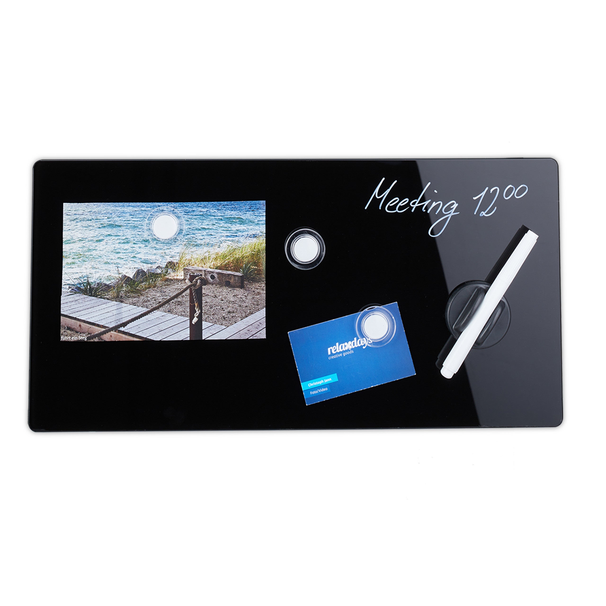 Relaxdays Pizarra Magnética Grande, Cristal, Con 3 Magnetos y Lápiz ...