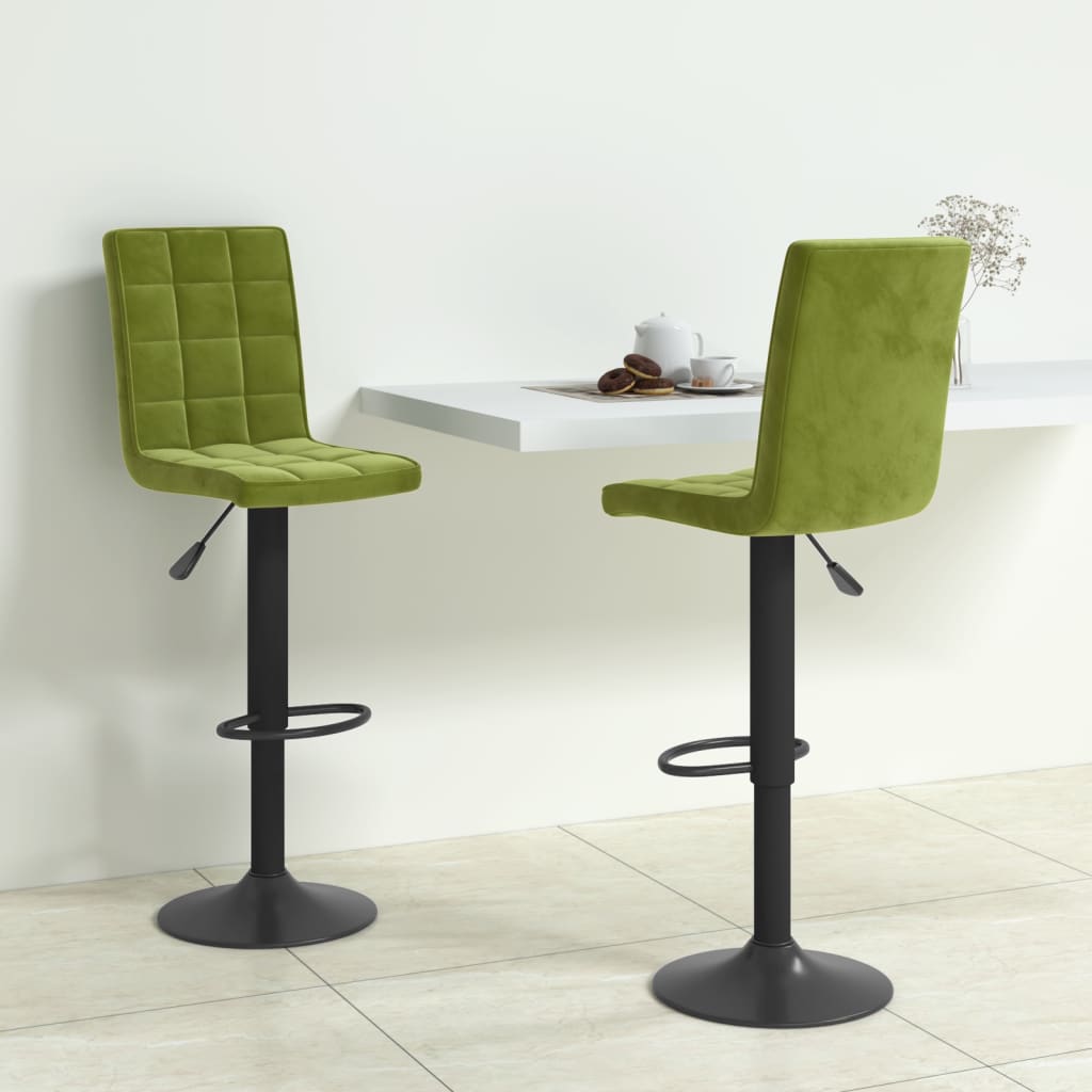 Tabourets de bar lot de 2 vert clair velours vidaXL | Leroy Merlin