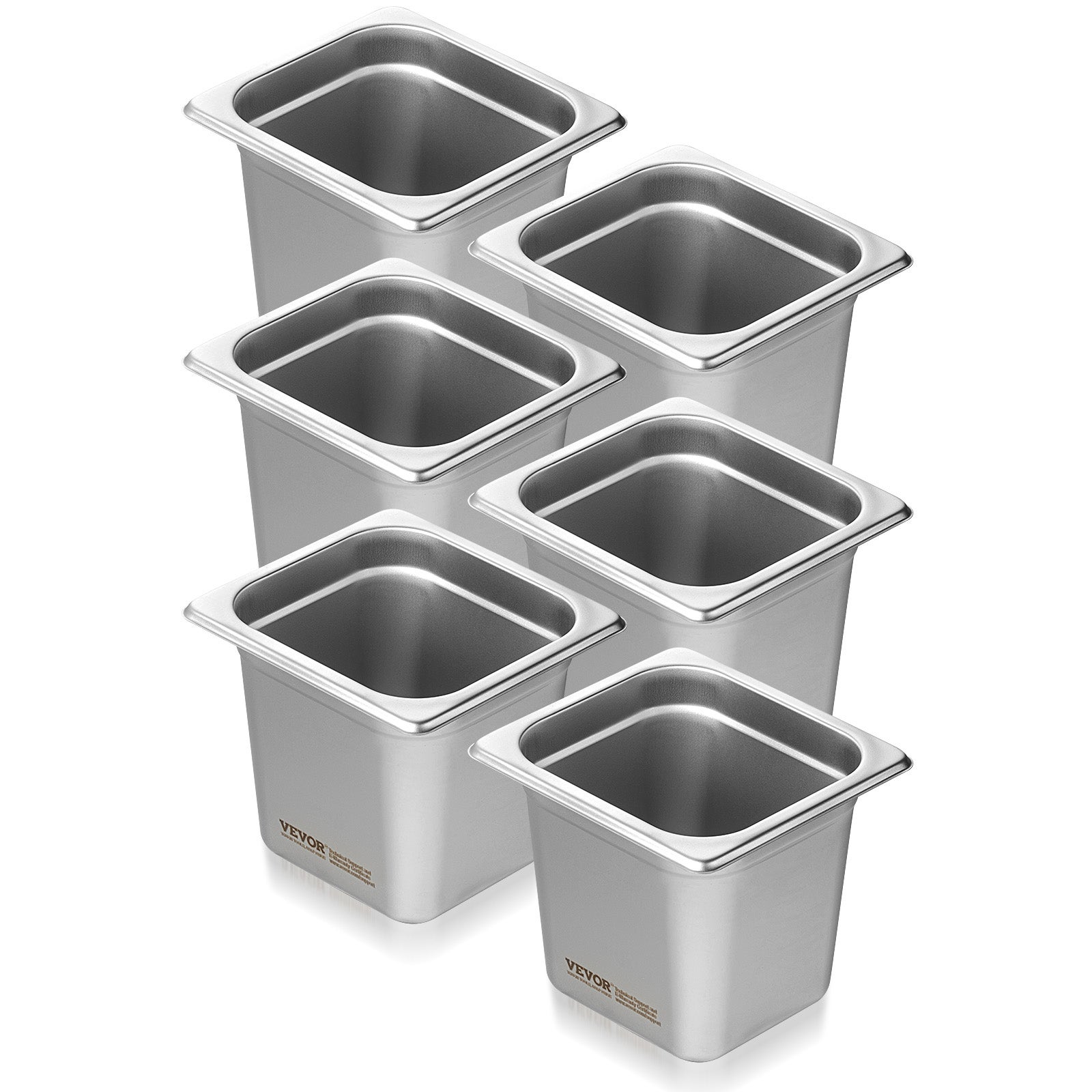 Bac Gastronorme GN 1/6 Lot de 6,VEVOR Récipient Inox pour Bain-marie 0,8 mm d'Épaisseur,Bac Inox ...