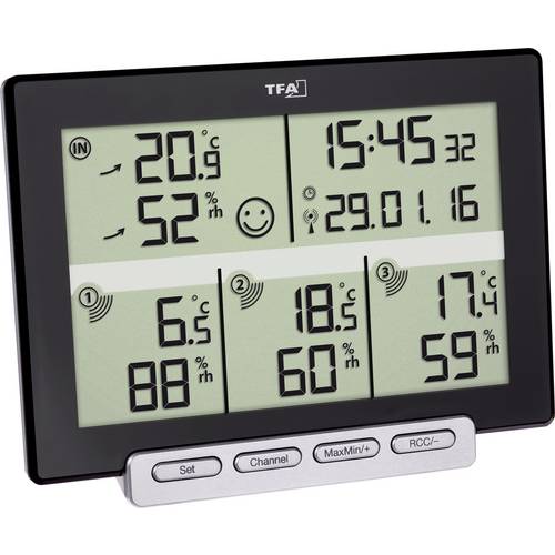 TFA Dostmann Multi-Sens Thermo-hygromètre radiopiloté noir 30.3057.01 ...