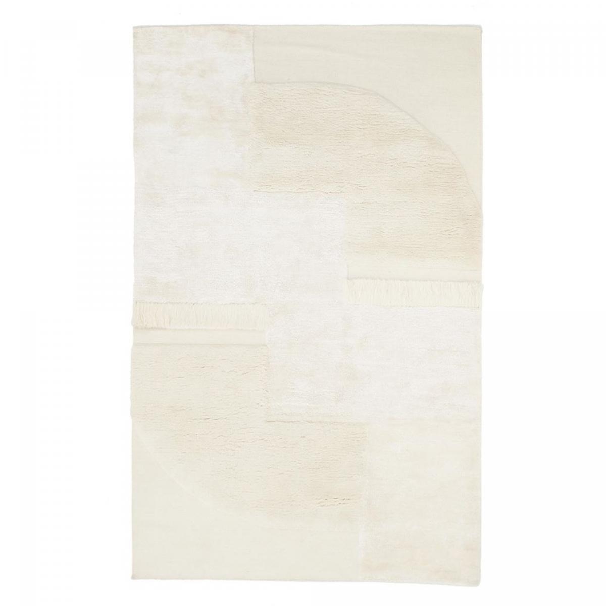 Alfombra de salón 160x260 tejida en lana crema rectángulo liso BOURDEL ...