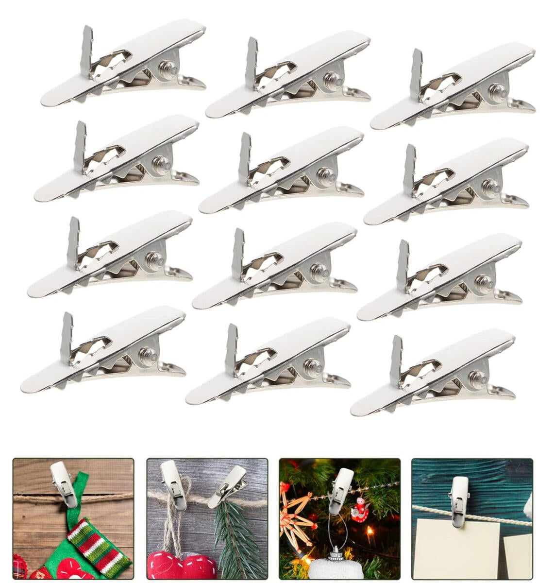 200 pinzas navideñas para flores, adornos navideños plateados de ...