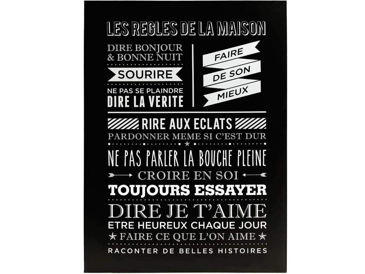 Tableau Les règles de la Maison City - Noir - Atmosphera | Leroy Merlin
