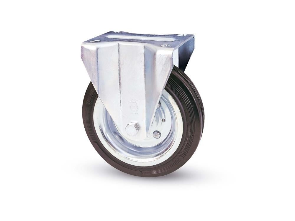 ROUE DE FOURCHE SUR PLAQUE 80A AVO A/ZINCR/CAOUTCHOUC NOIR D.MM 200X50 ...