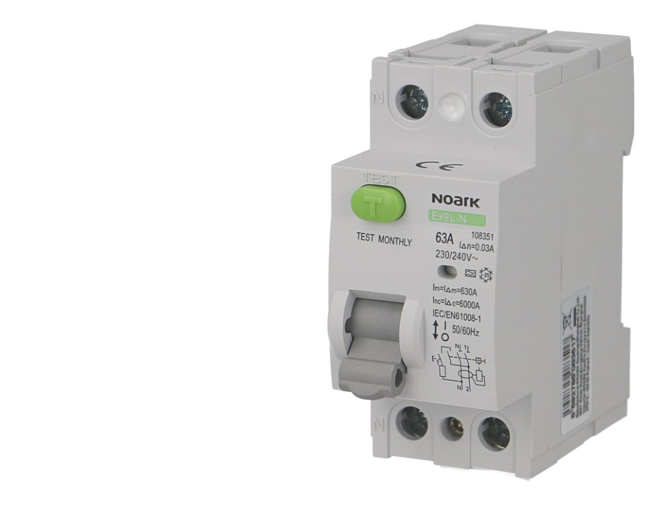 Interrupteur Différentiel 2P 63A / 30mA / type A Noark | Leroy Merlin