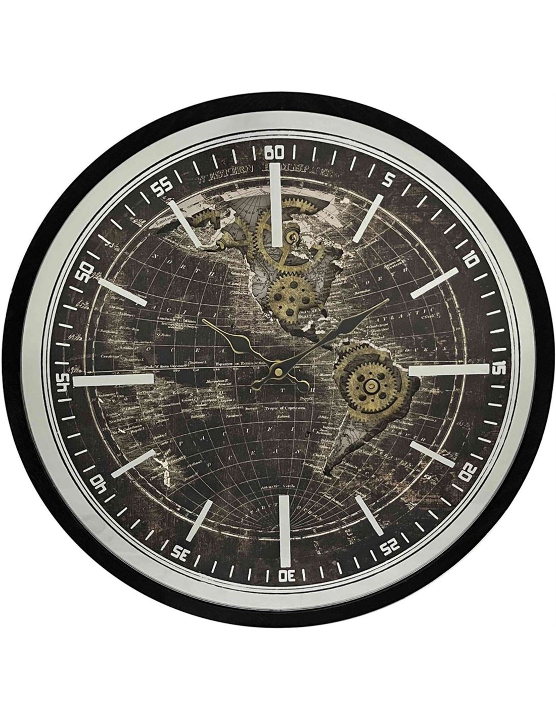 Reloj de pared con movimiento redondo de 48cm mapa mundi john | Leroy ...