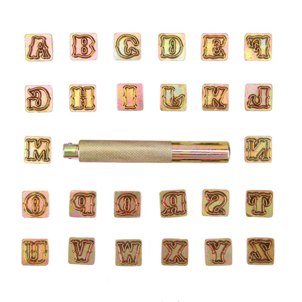 Ensemble de poinçons en métal de 13 mm, design vintage, alphabet, 26 ...