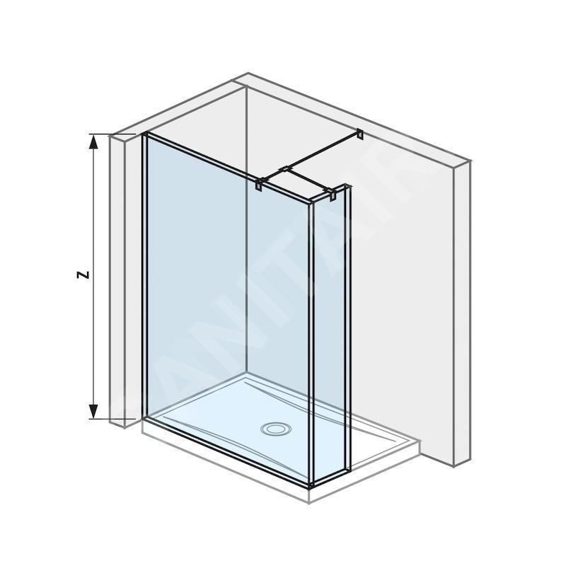 Jika Pure - Paroi latérale en verre, 1400x200x2000 mm, avec finition ...