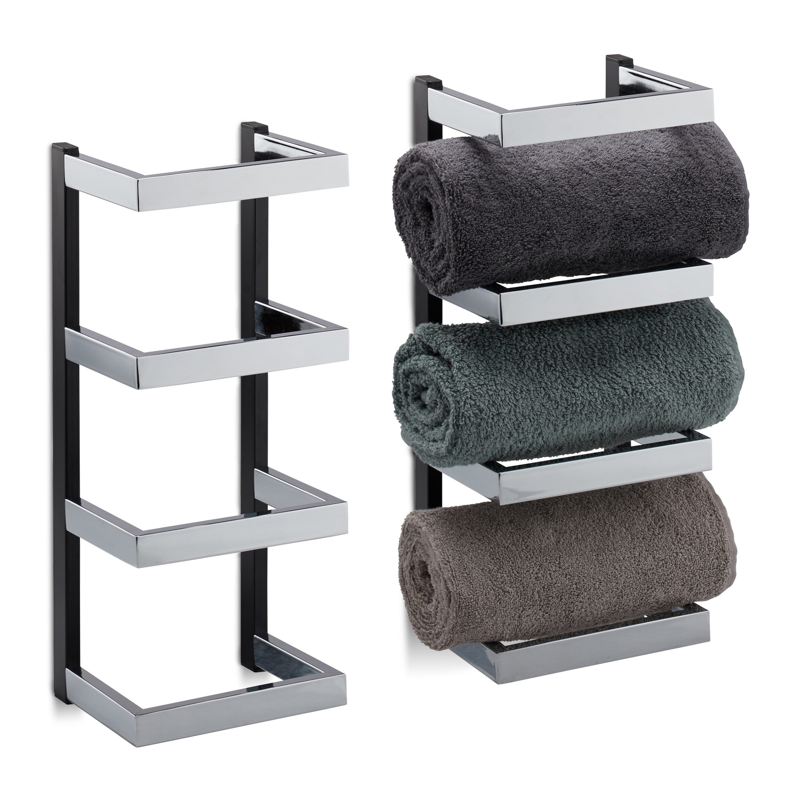 Porte-serviettes mural chrome, lot de 2, support serviettes, design ...