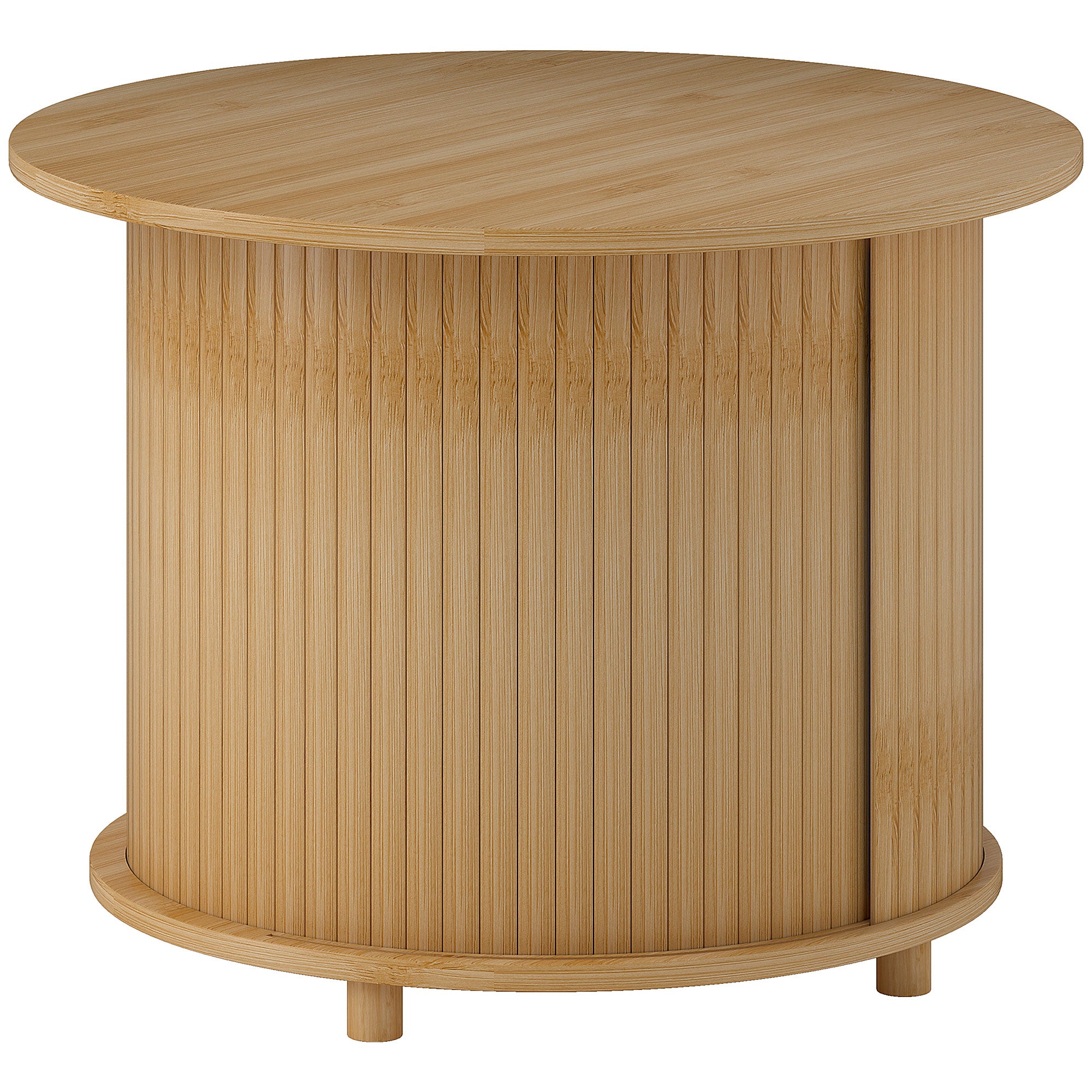 Table basse ronde table de salon en bambou avec rangement caché et ...