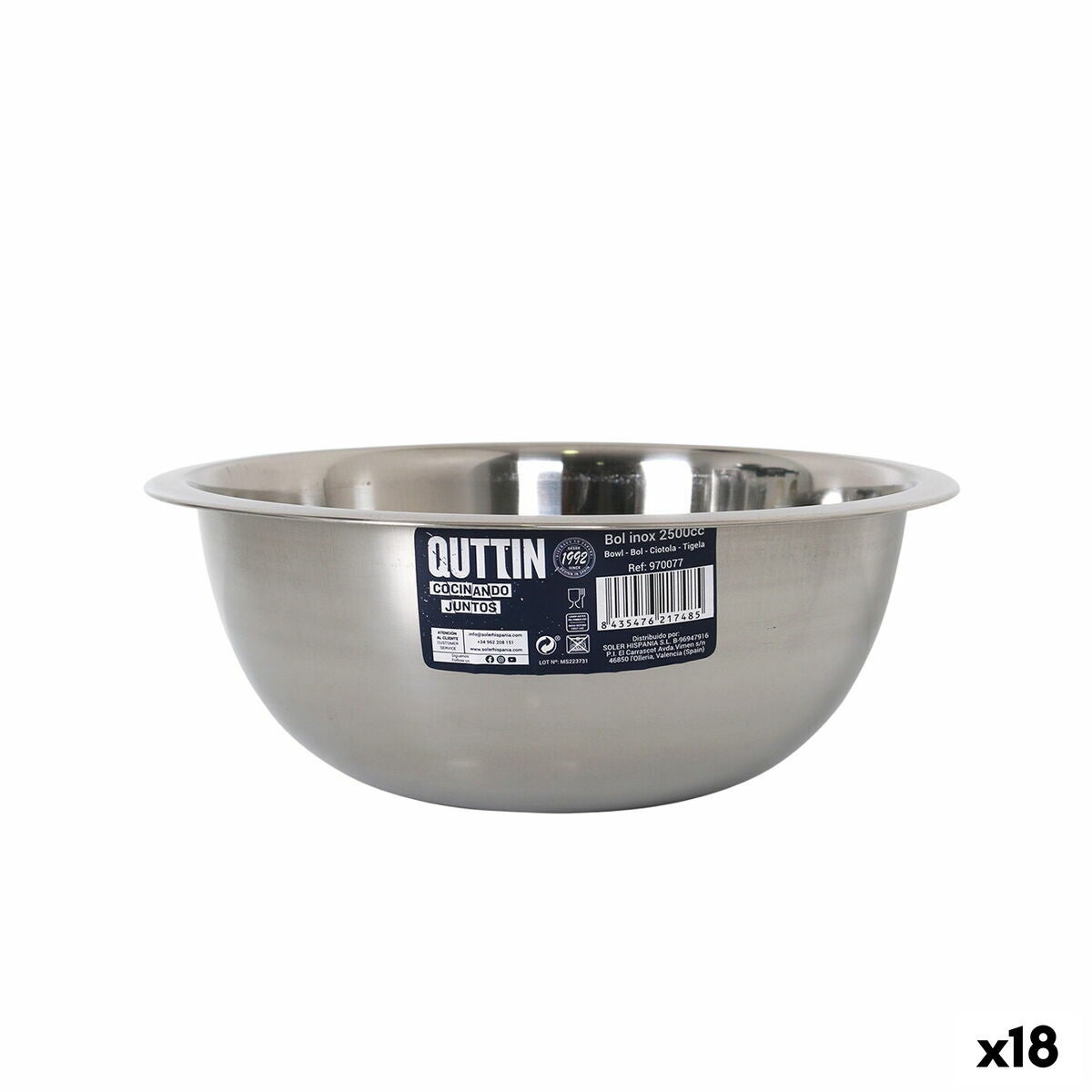 Bol para Mezclar Quttin 2,5 L Metal 24,2 x 9,6 cm (18 Unidades) | Leroy ...