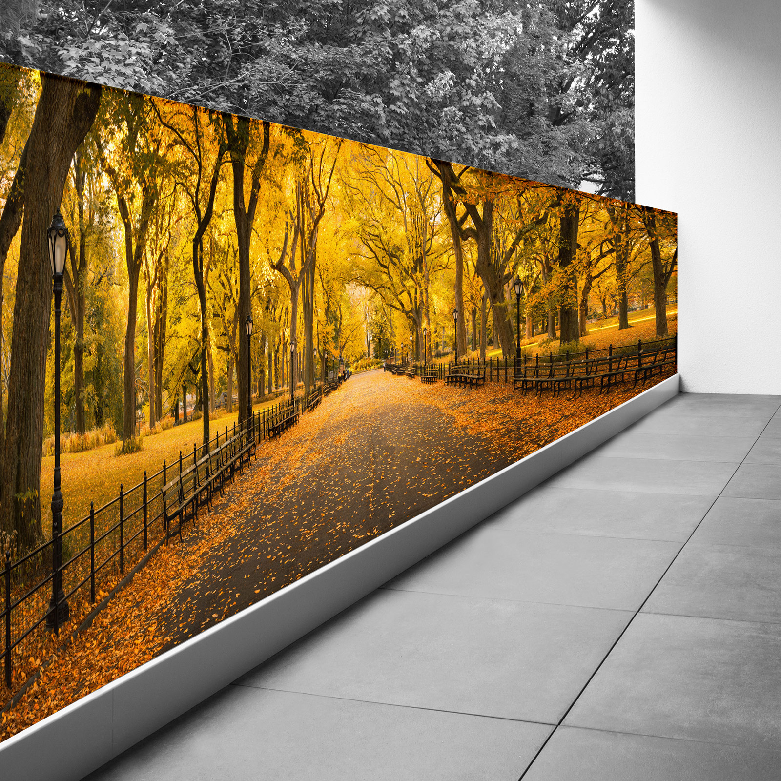 Brise vue Trompe l'oeil - 90x270 cm - Automne à Central Park ...