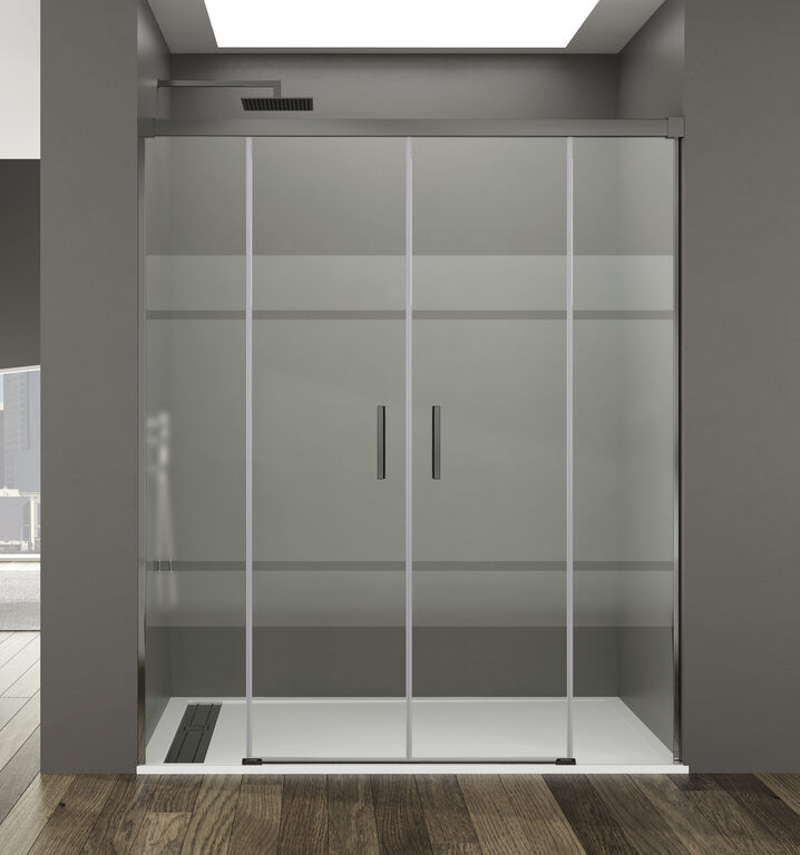 Paroi de douche frontale coulissante BASIC SPAZIO 2 portes + 2 fixes ...