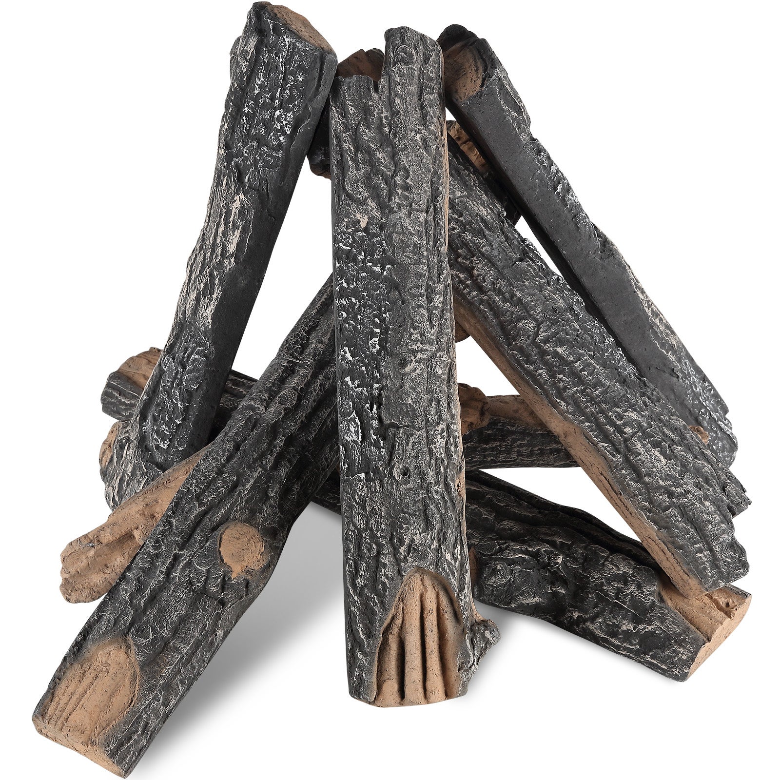 Bûches de Cheminée en Céramique 8PCS Bois Céramique Décoratif pour ...