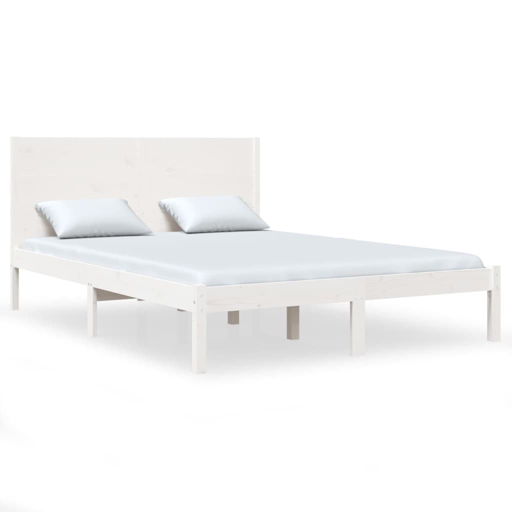 Lit double | Lit Adulte | Cadre de lit Blanc Bois massif 135x190 cm ...