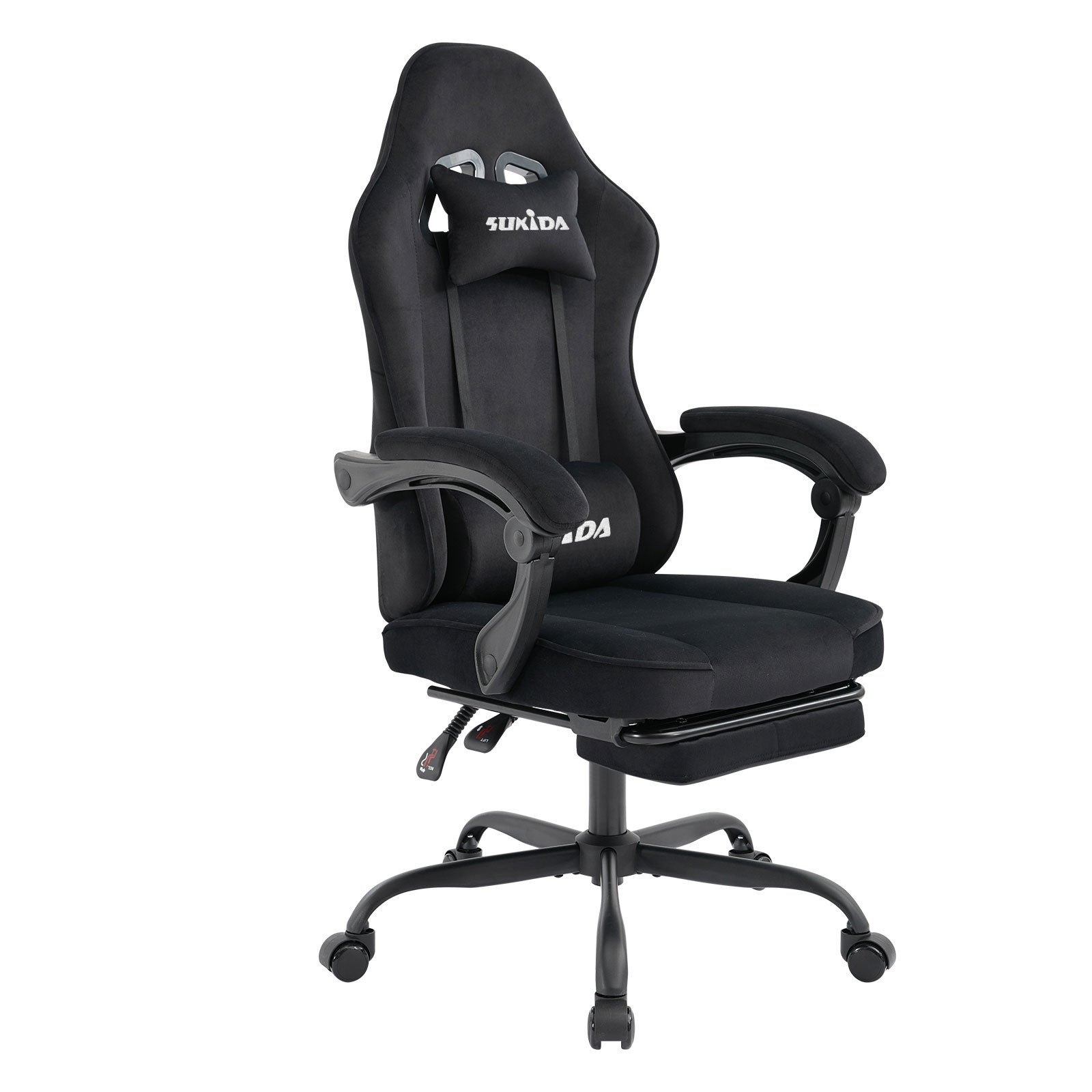 Sedia Gaming Ergonomica in Tessuto, Sedia da Ufficio con Poggiapiedi e ...