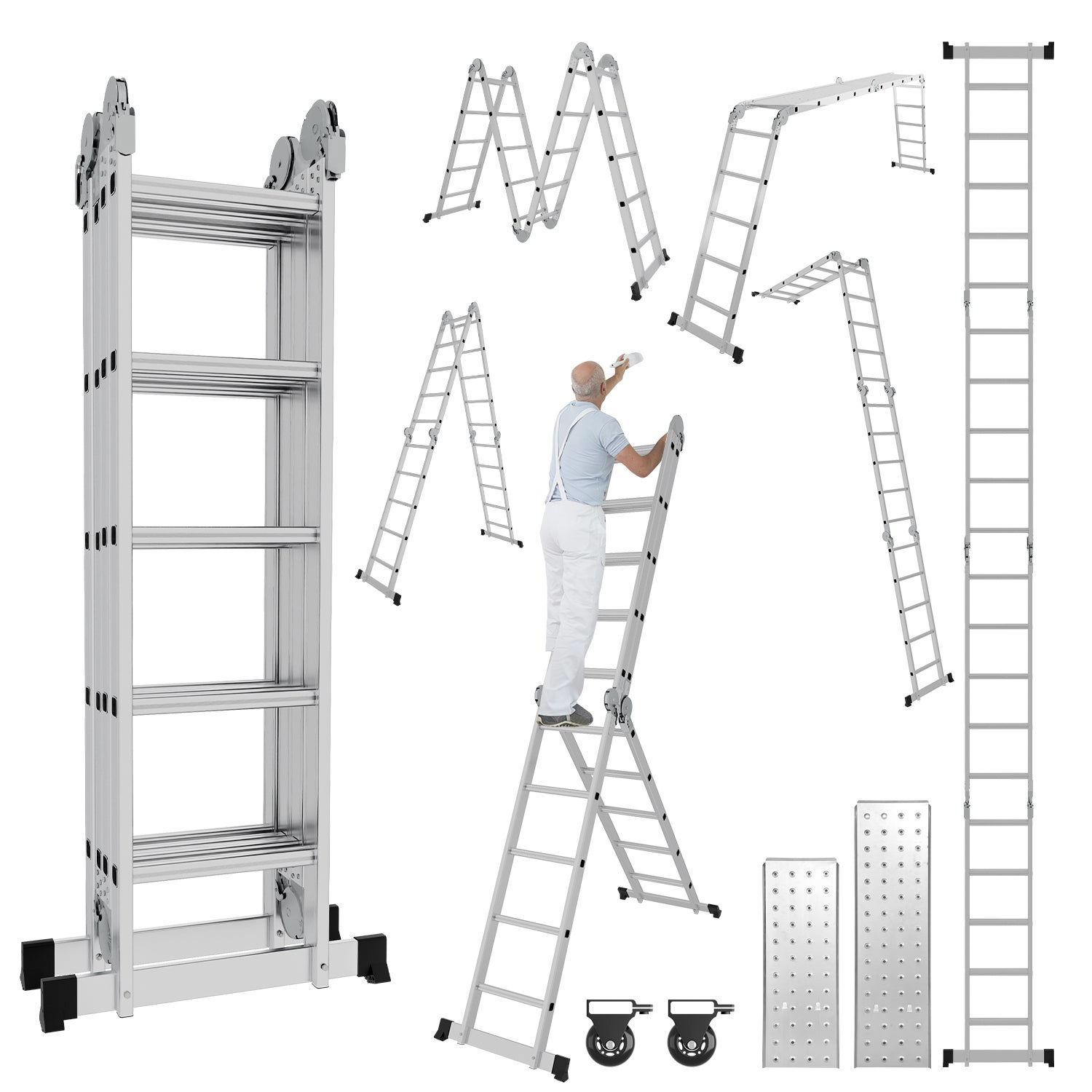 Escalera transformable multifunción 582cm, 6 en 1 escalera ...