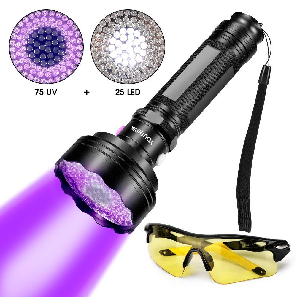 Potente linterna 2 en 1 con lámpara LED de 75 Lúmenes y lámpara UV de ...
