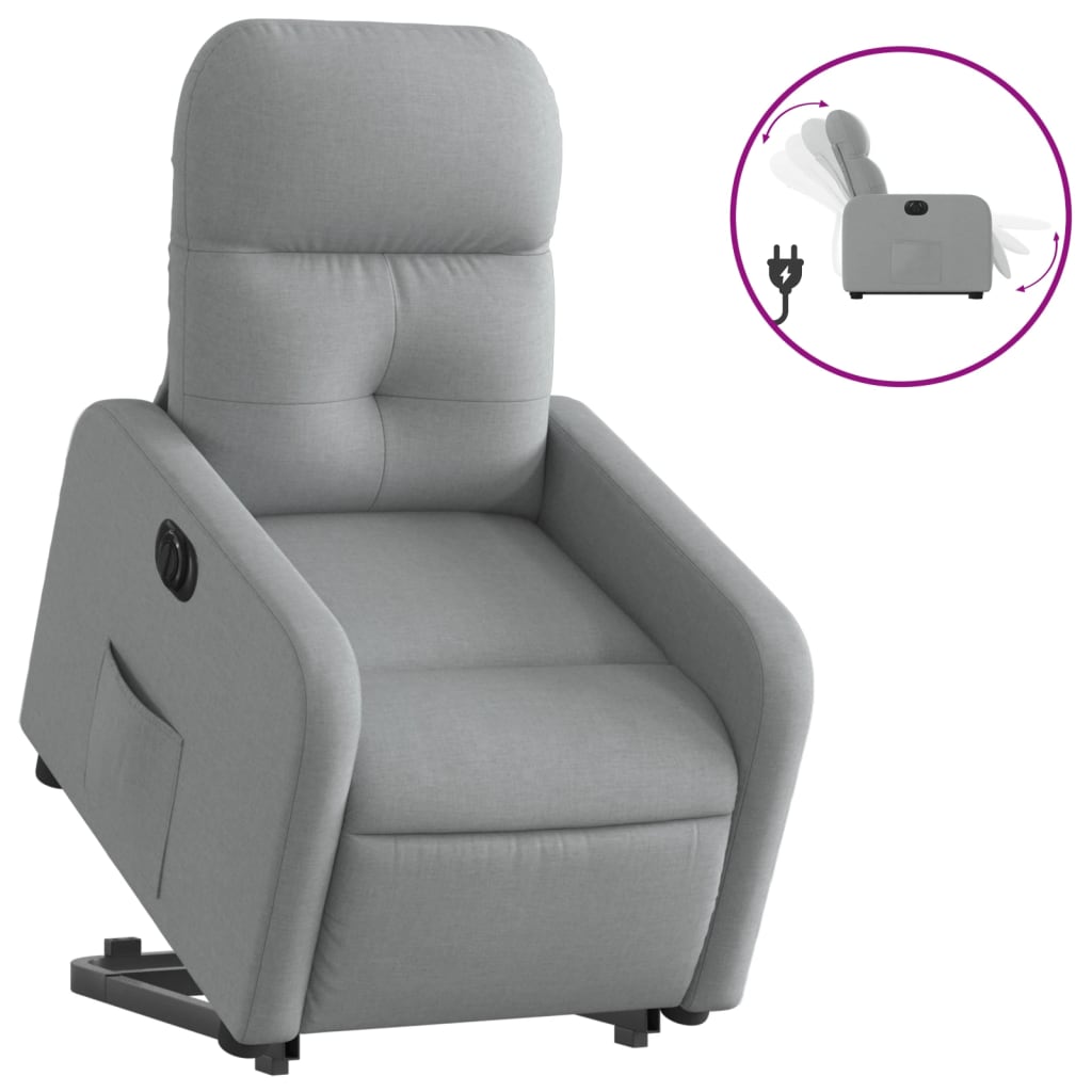 Sillón eléctrico reclinable elevable de tela gris claro | Leroy Merlin