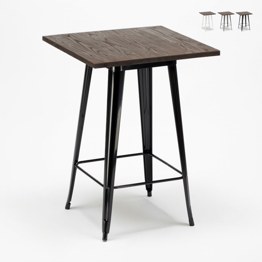Table haute 60x60 de cuisine pour tabourets en métal et bois welded ...