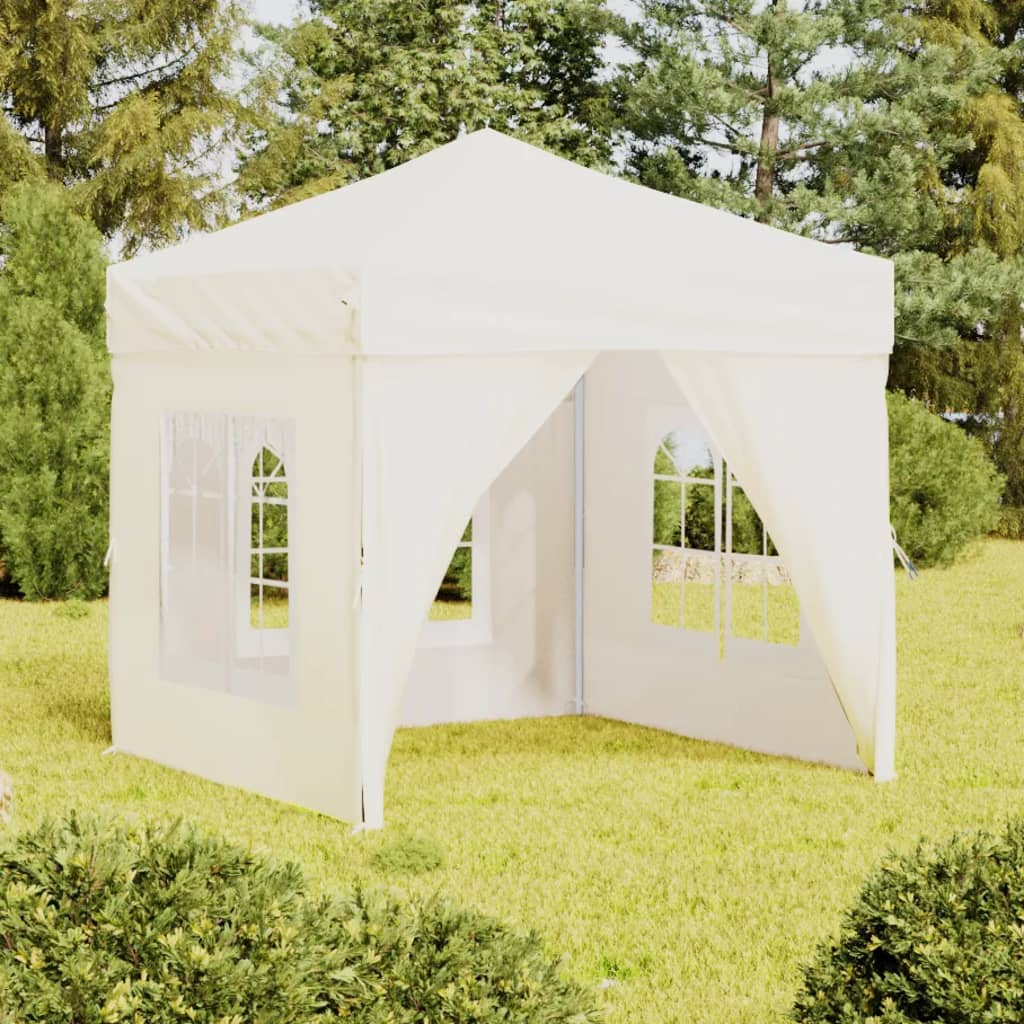 VidaXL Carpa para fiestas plegable con paredes laterales crema 2x2 m ...