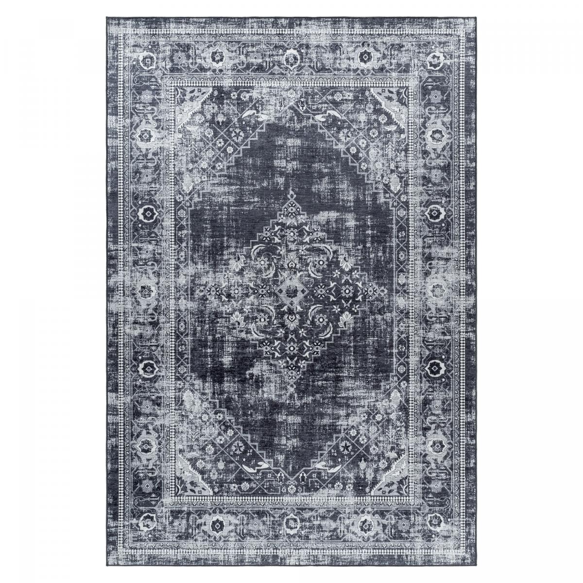 Tapis orient 80x250 rectangle noir tissé motifs orientaux AKIAK | Leroy ...