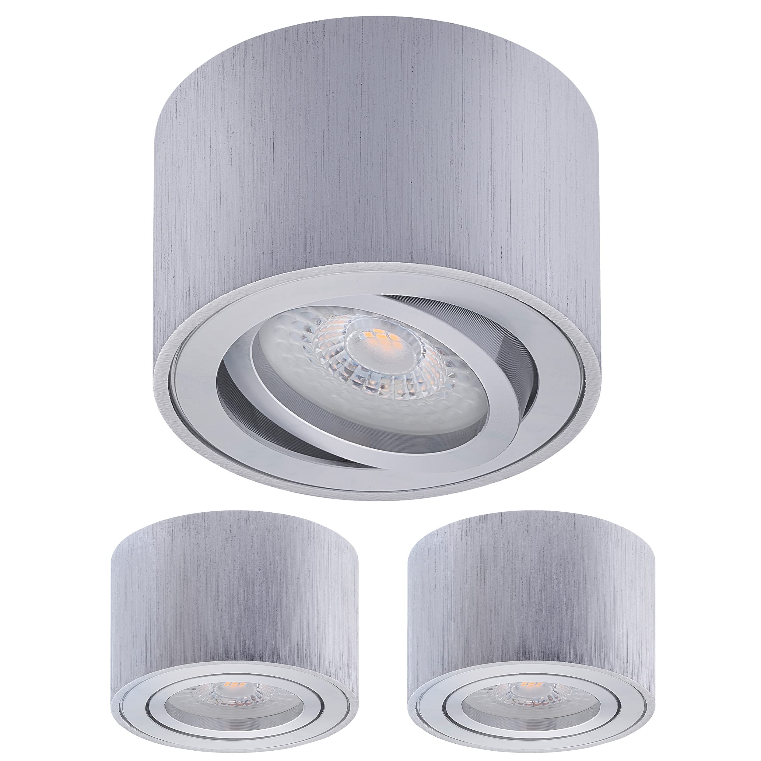 3 spots encastrables Oktaplex Lile en aluminium brossé - module LED 4 ...