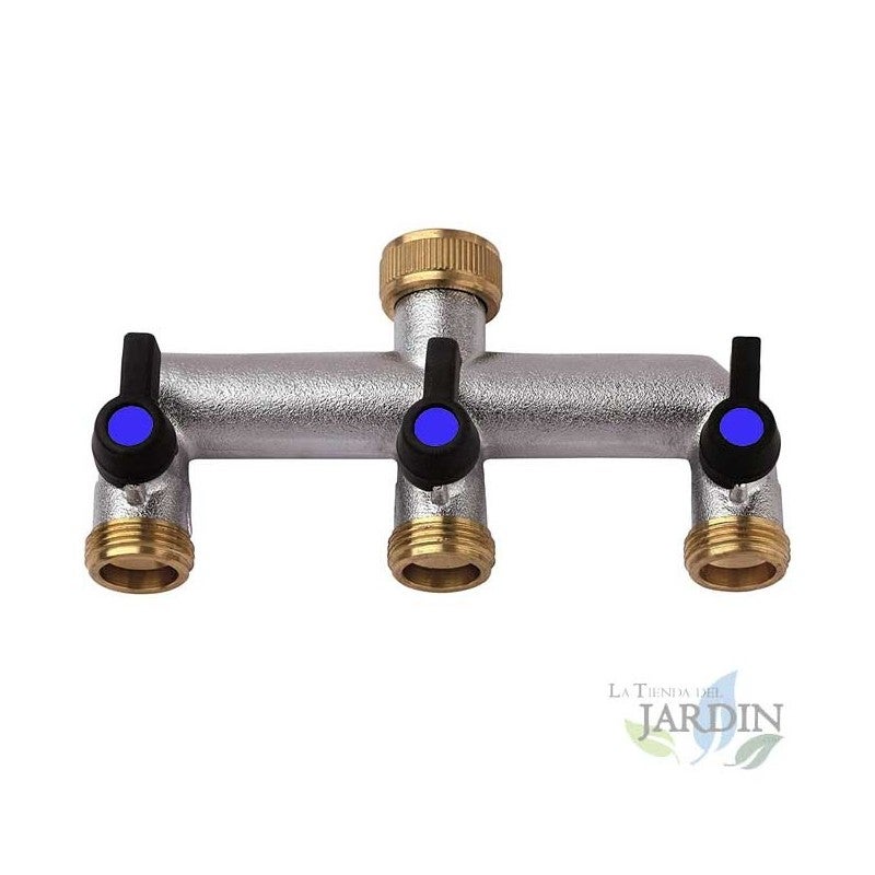 Robinet triple métal 3 sorties, filetage 3/4'', raccord plomberie pour ...